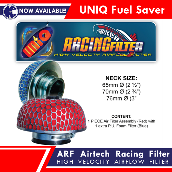 UNIQ Fuel Saver ARF Airtech Racing Filter HIGH VELOCITY AIRFLOW FILTER ...