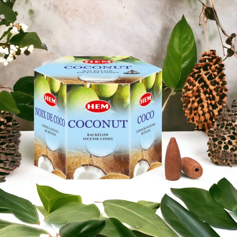 Authentic HEM BACKFLOW Incense ( Coconut, Frankincense, Cinnamon, Citronella, Patchouli ...