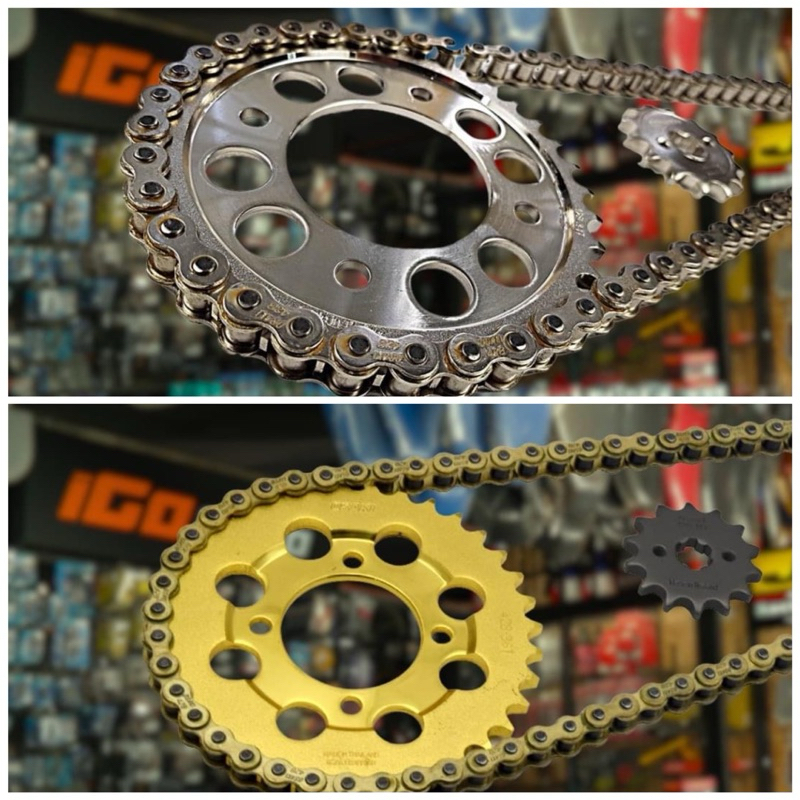 Osaki Lucky Gold Revo Chrome Chain and sprocket Set Sniper150 / Rs150 ...