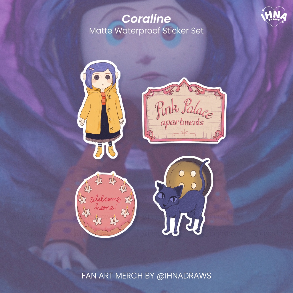 Coraline Matte Sticker Set (Tags: aesthetic deco sticker bujo sticker ...