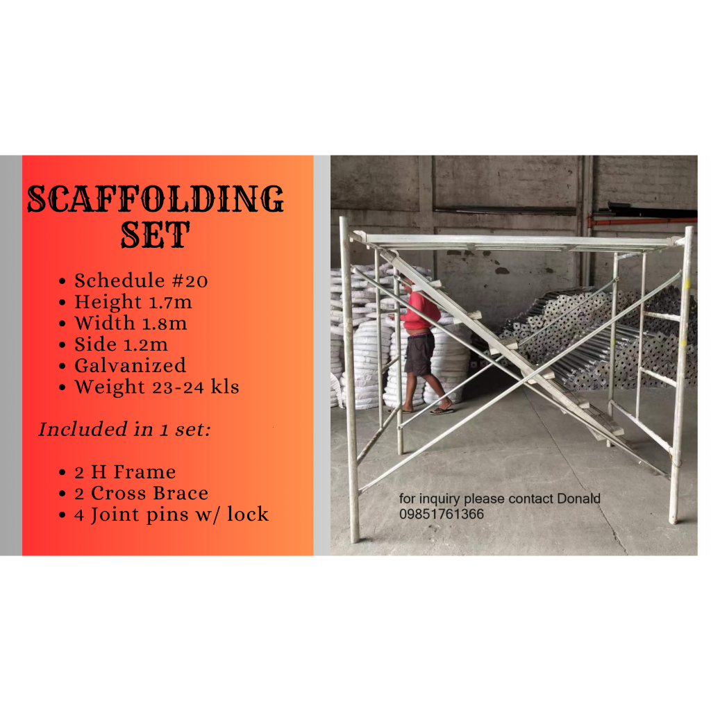 SCAFFOLDING SET SCHEDULE # 20 - 1.7mx 1.8m x1.25m | Shopee Philippines