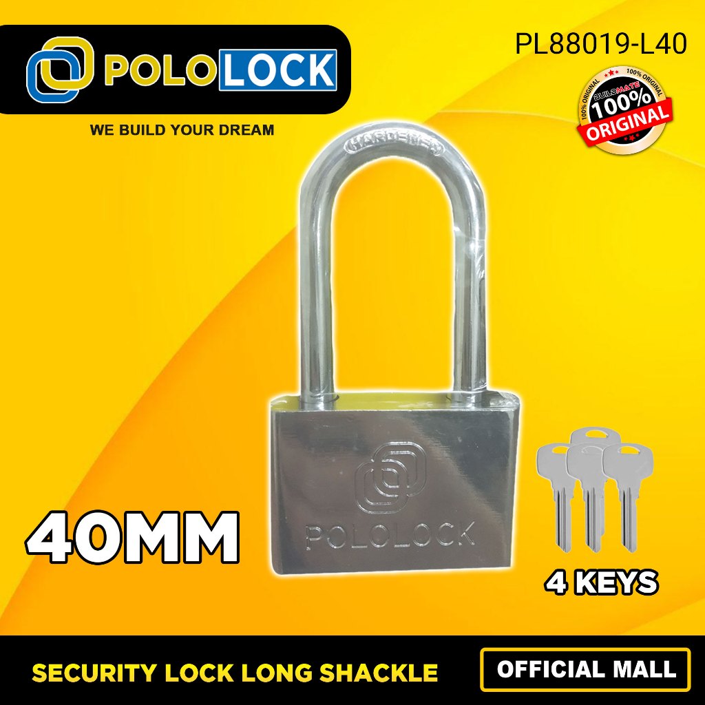 Pololock 40mm Top Security Lock Long Shackle With 4 Iron Keys Anti ...