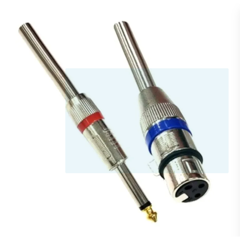 XLR FEMALE & PL-55 MALE CONNECTOR JACK WITH LONG SPRING HEAVY DUTY ...
