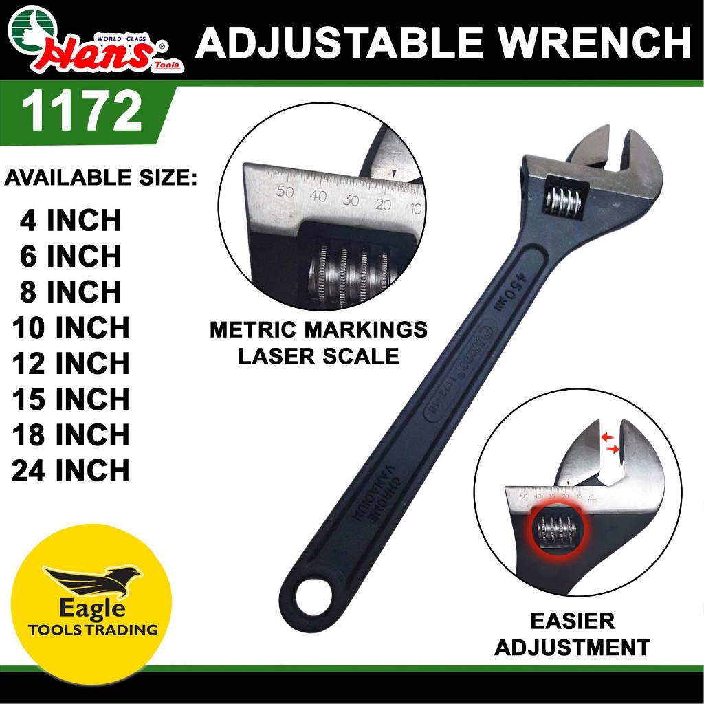 Hans Adjustable Wrench heavy duty | 4 inch , 6 inch , 8 inch , 10 inch ...
