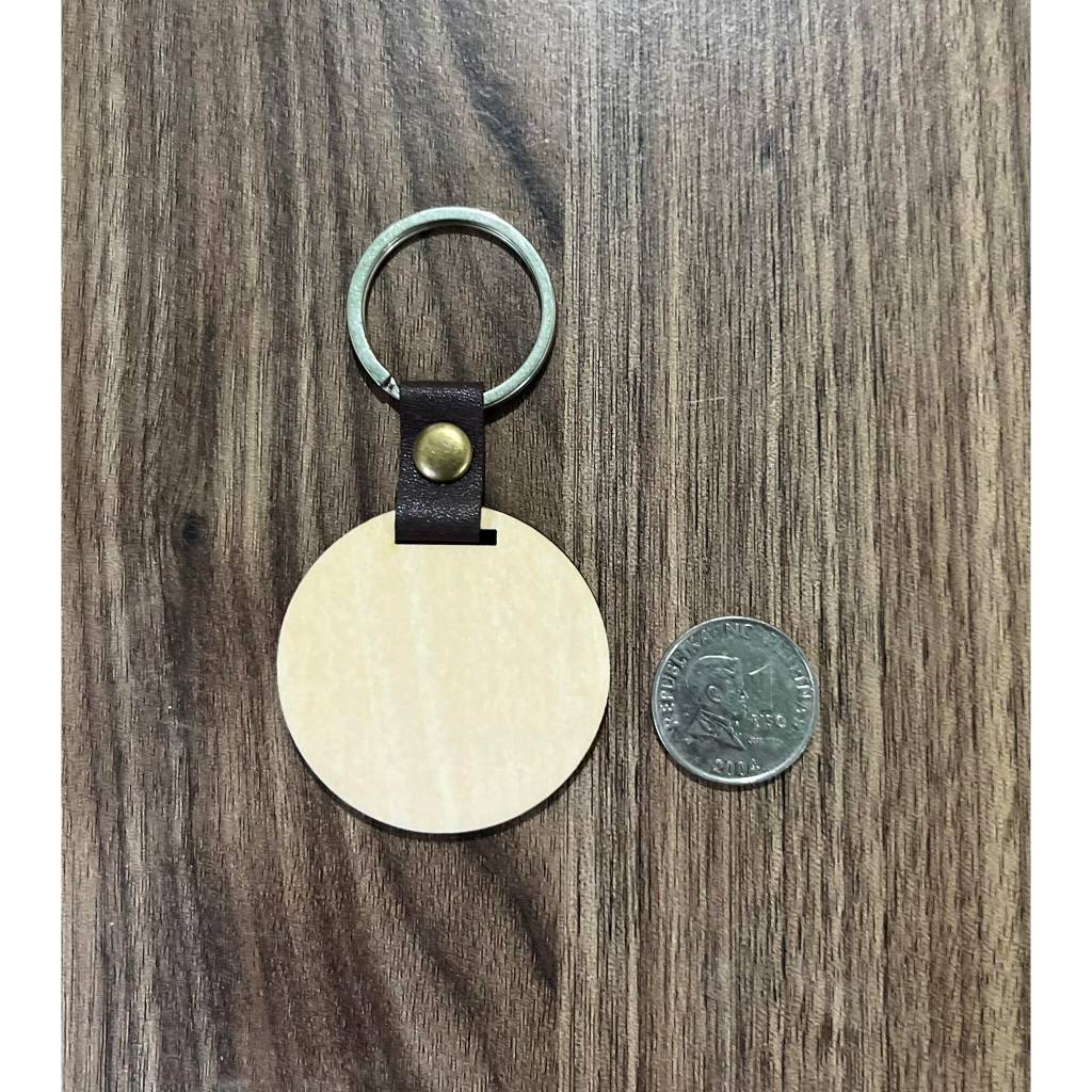 Wooden keychain with leather accent for personalized engraving keychain blanks BASSWOOD keychain ...
