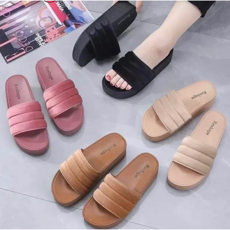 Reshape Velvet Round Toe Sandals For Women (Add 1 Size) | Shopee ...