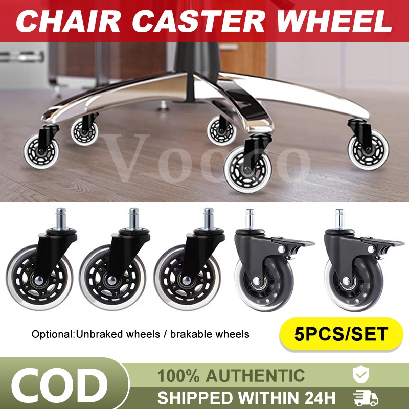 Vooco 5 PCS Chair Wheels Heavy Duty Computer Swivel Chair Wheel Caster ...