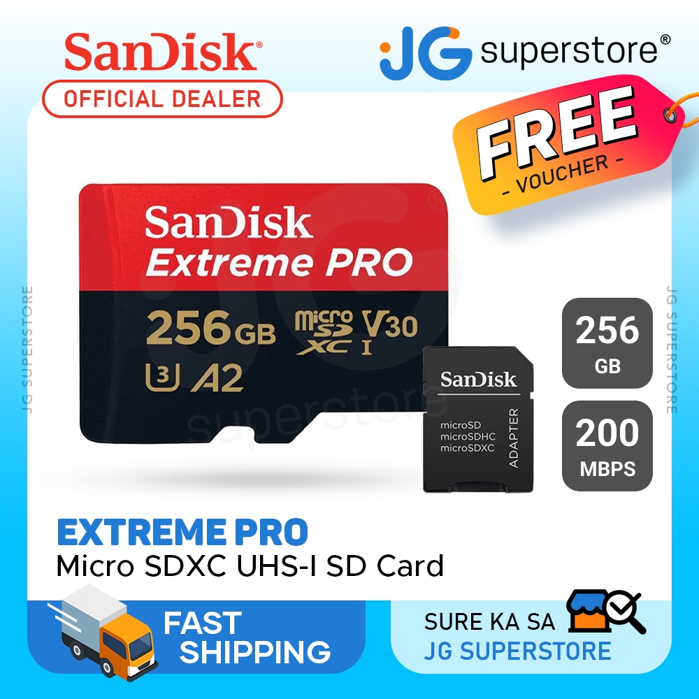 Sandisk Extreme Pro Micro SD Card 256GB UHS-I SDXC Class 10, 200mb/s Read Speed | SDSQXCD-256G ...