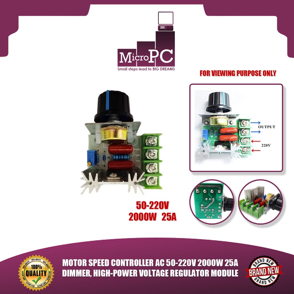 MICRO PC MOTOR SPEED CONTROLLER AC 50-220V 2000W 25A DIMMER, HIGH-POWER ...