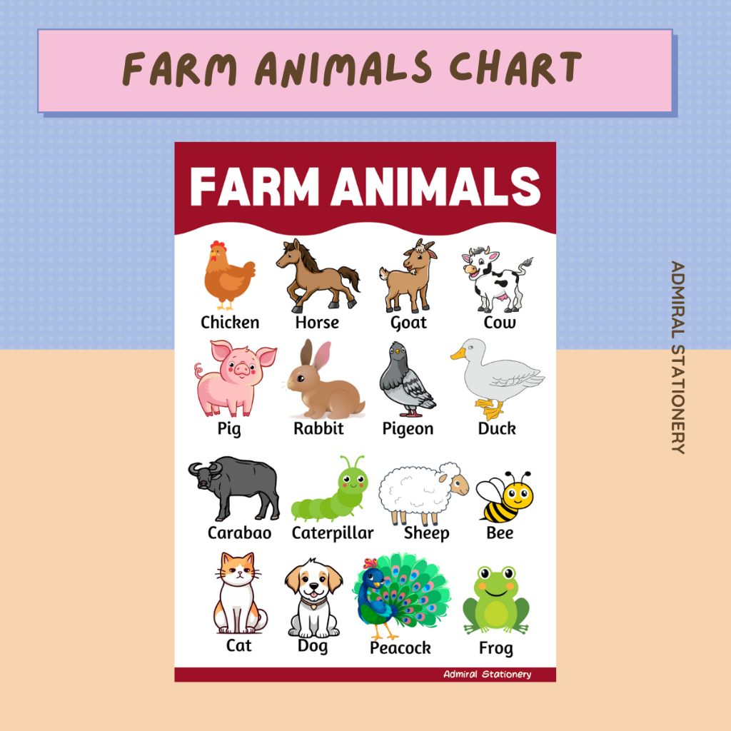 Animals Chart A4 Laminated Kids Learning Material Farm Animals Wild ...