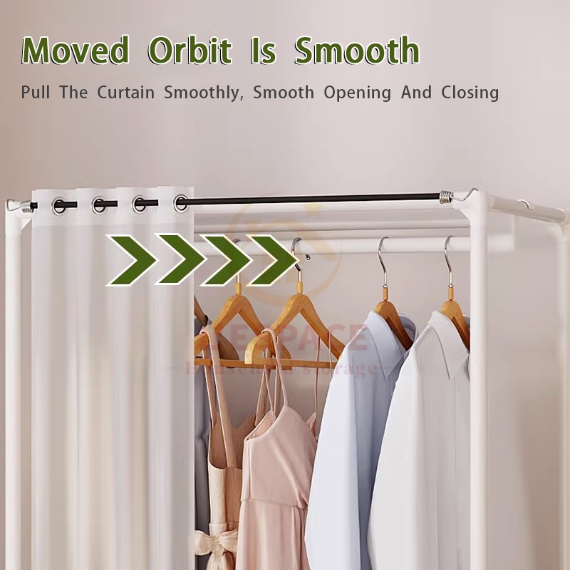 Multifunction Wardrobe Sliding Curtain Wardrobe Clothes Storage Cabinet ...