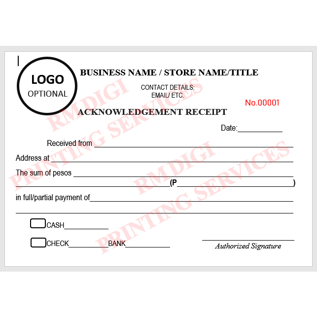 3.5x5 inches receipt with duplicate/triplicate/customized/NON BIR ...