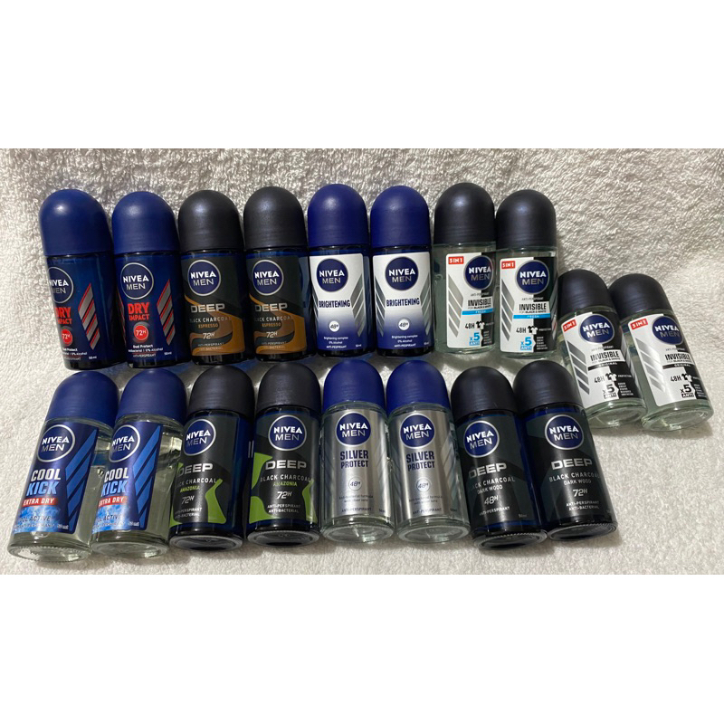 Nivea Men Cool Kick Extra Dry/Deep Black Charcoal Roll-On deodorant ...