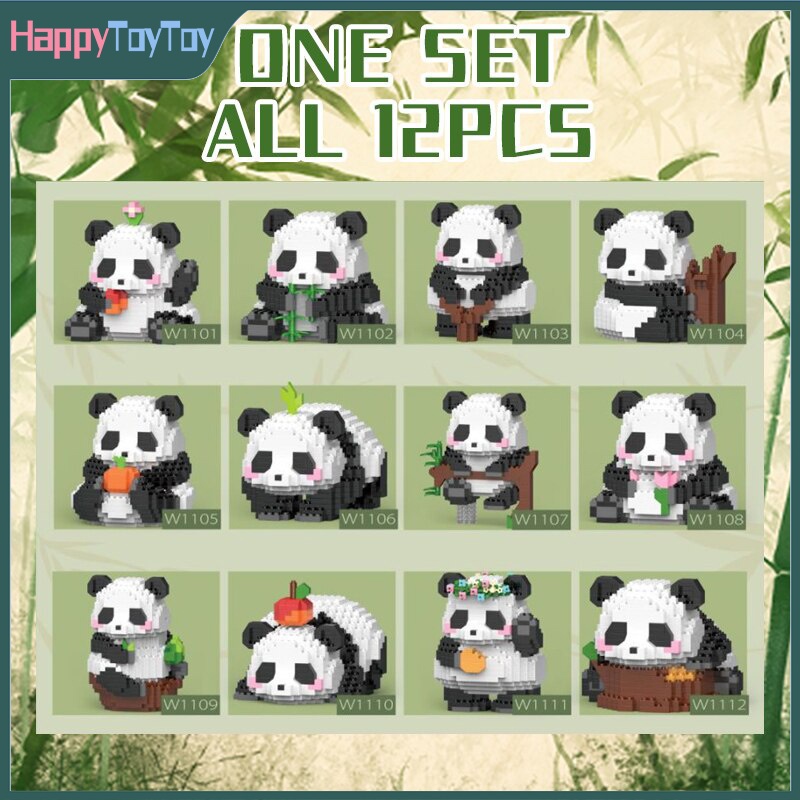 Panda Building Blocks Toys Multiple Cute Panda Diary 3D Model DIY ...