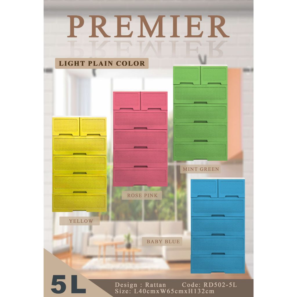 Multi-Layer, Wide Drawer Clothes Cabinet Storage RATTAN DRAWERS (5 ...