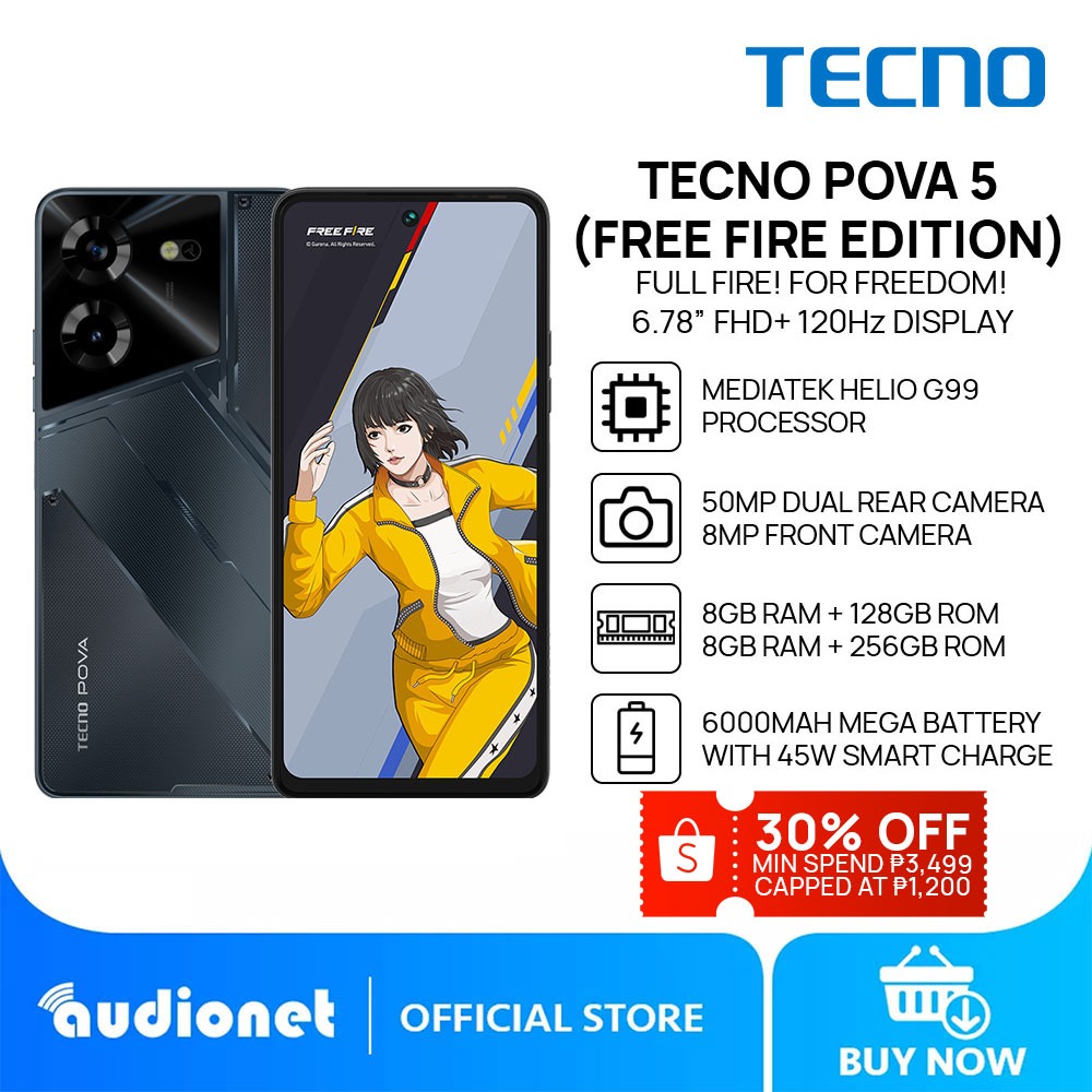 TECNO Pova 5 (Free Fire Edition) Smartphone | 8GB RAM, 128GB/256GB ROM ...