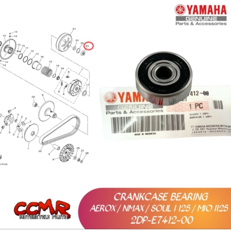 CRANKCASE BEARING AEROX/NMAX /SOUL I 125/ MIO I 125/ Honda Click/Honda beat/ 2DP-E7412-00 (YGP ...