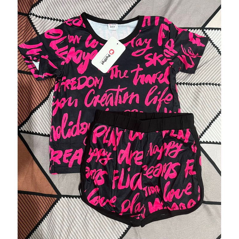 Black Pink Terno Set for 4-5 years old girl | Shopee Philippines