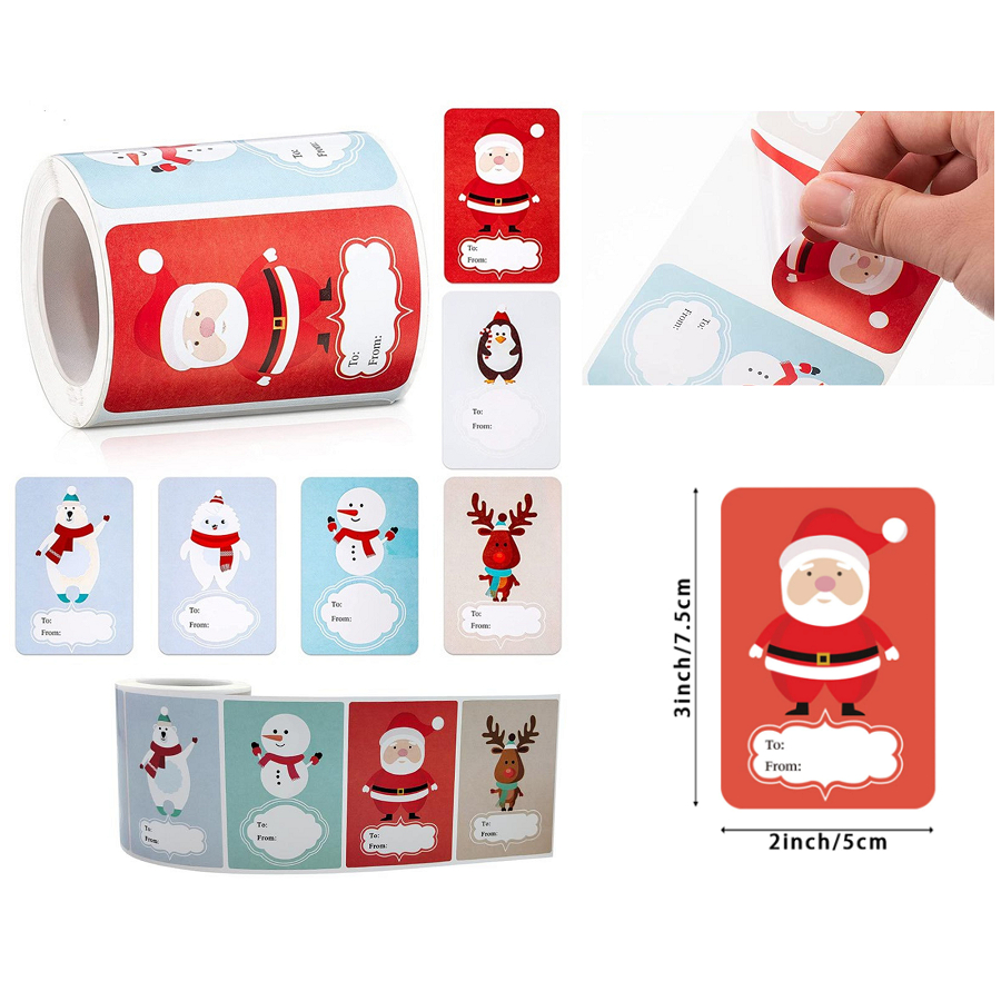 (250 Pcs) 1 Roll Christmas Gift WHITE Label Stickers (Medium Size ...