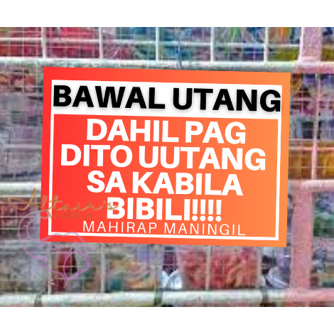 Bawal Utang No Credit Bawal Umutang Set 2 Funny Meme Signages for Sari ...