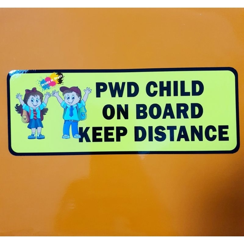 PWD CHILD ON BOARD (2pcs) waterproof vinyl sticker. ships in 1-2 days ...