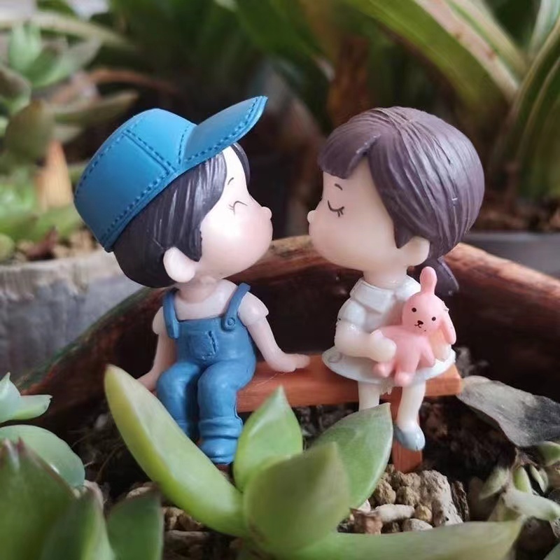 [COD ONHAND] AB-8 3Pcs Set Cute Bench Couple Miniature DollHouse Garden ...