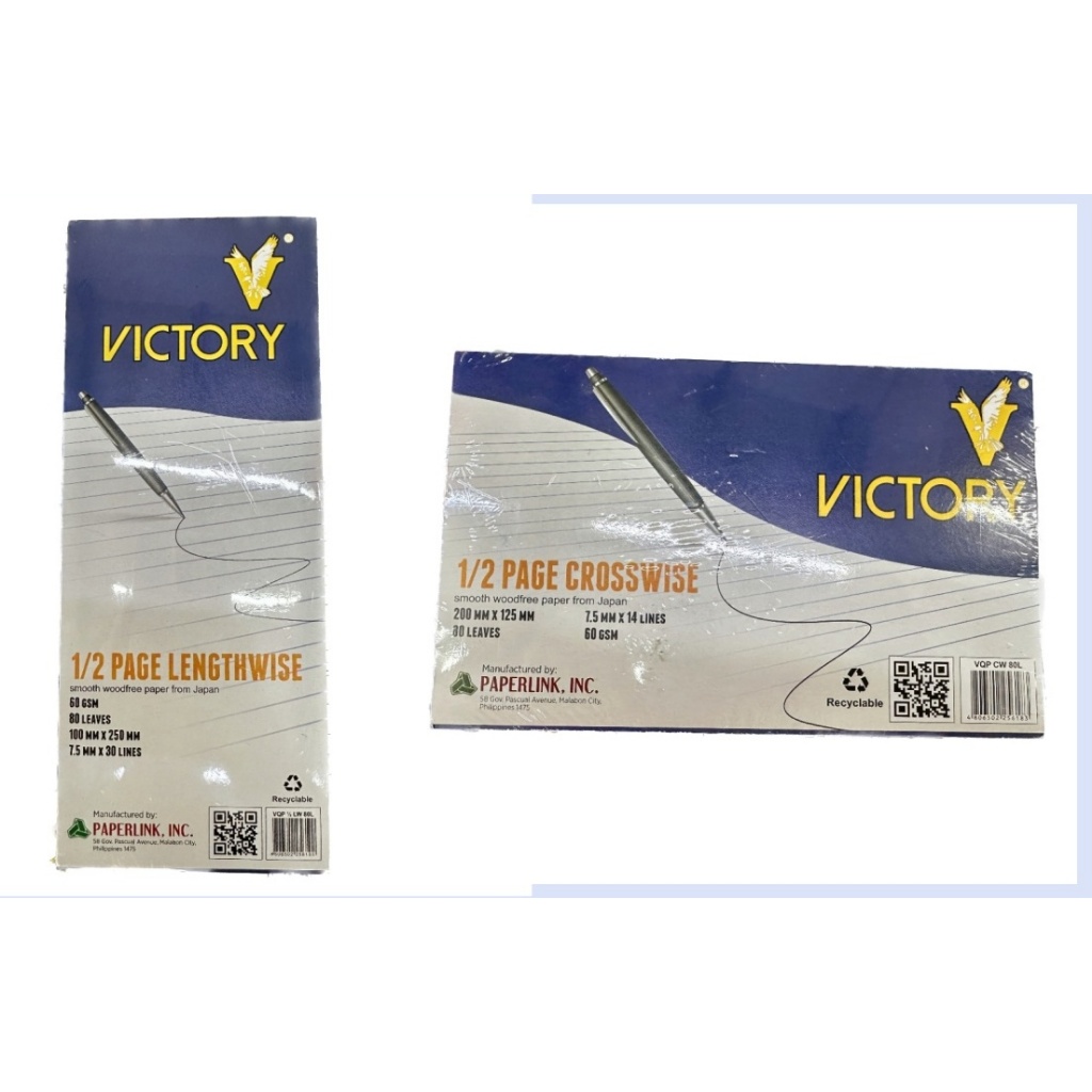 VICTORY 1/2 Lengthwise and Crosswise sold per ream (10pads) | Shopee ...