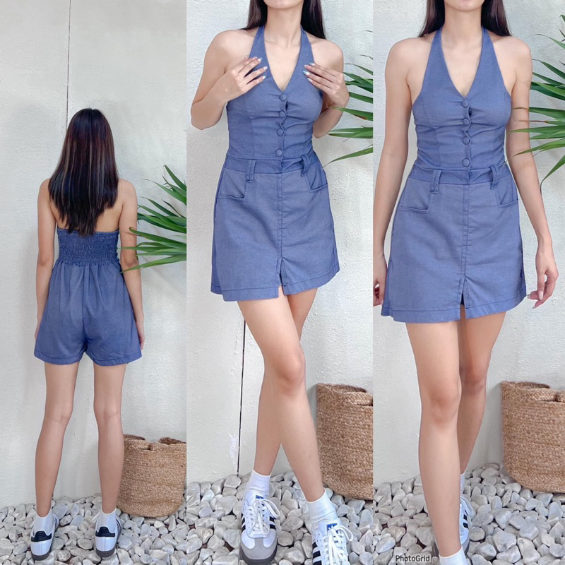 HERA DENIM ROMPER| small-semi large | matilda.clothing | Shopee Philippines
