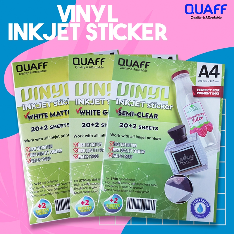 QUAFF Semi Clear Transparent & White Glossy Vinyl Inkjet Sticker ...