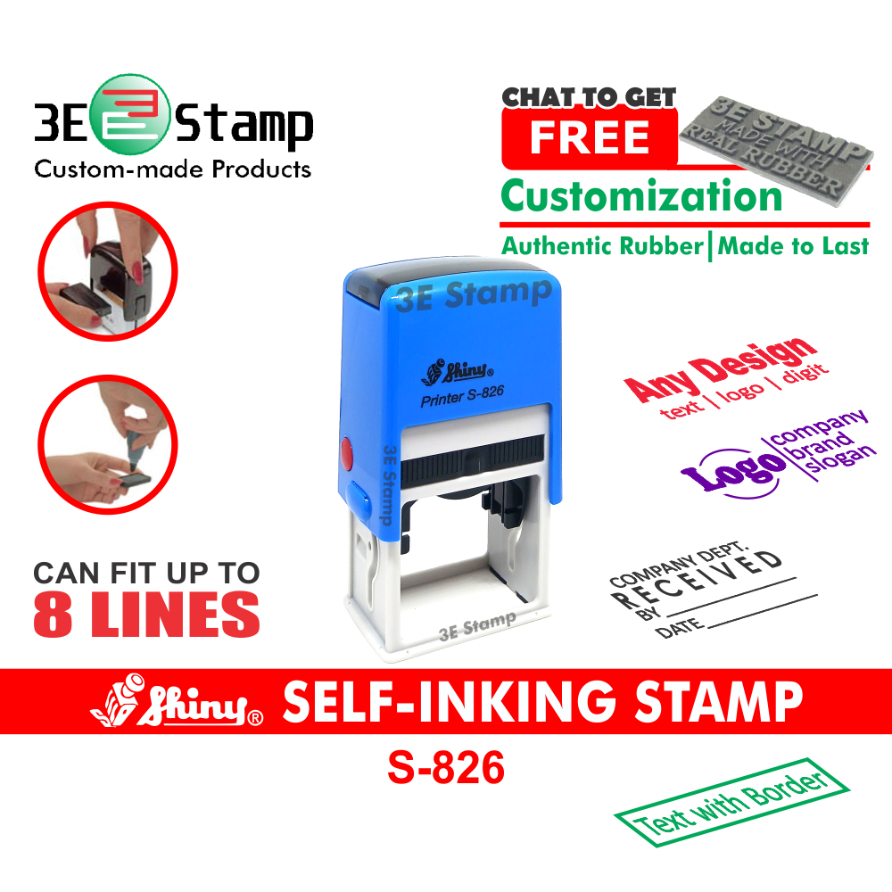 3E STAMP Shiny 826 / S826 / S-826 Self inking Heavy Duty Stamp for Personalized Released Stamp ...