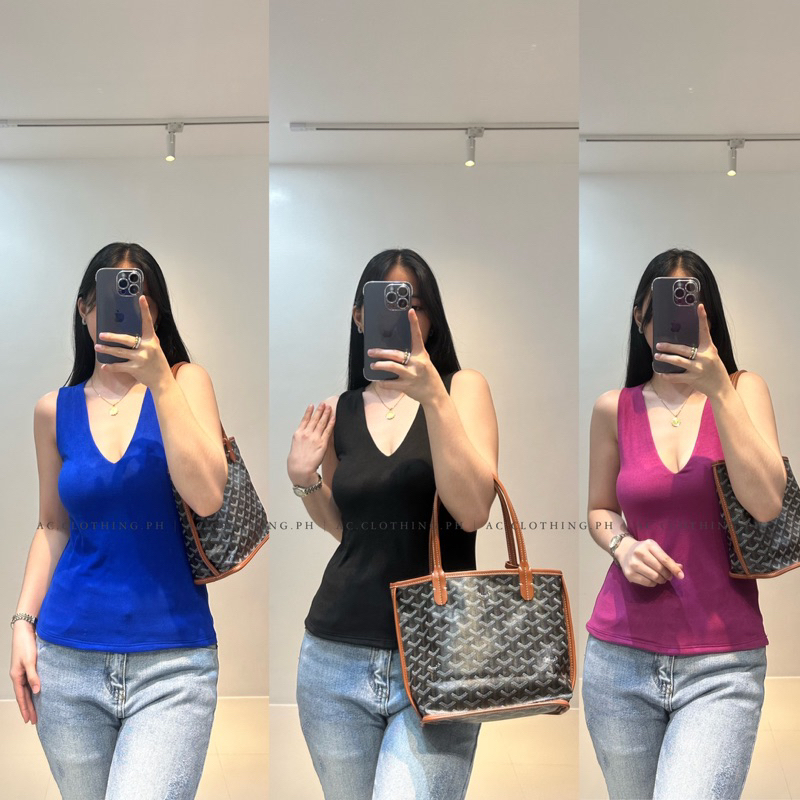 SADIE VNECK DOUBLE LINING BASIC TOP | Shopee Philippines