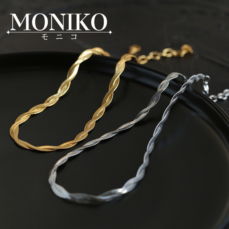 MONIKO Original Design Woven Chain Snake Bone Chain Bracelet & Necklace ...