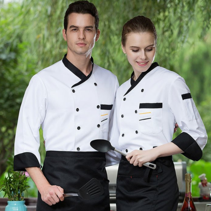 Chef Uniform For Men Costume Breathable Food Service Restaurant Kitchen ...