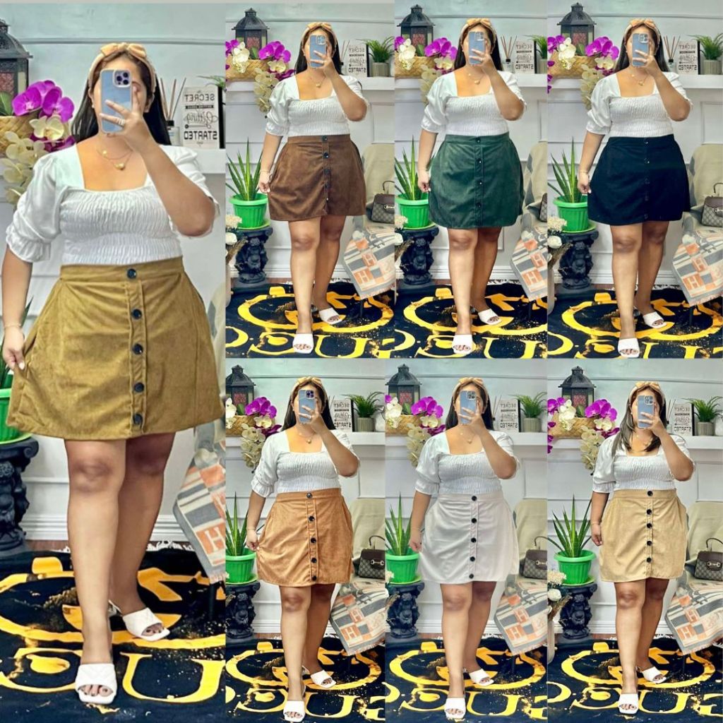 KAROLINE CORDUROY SKIRT BUTTONNED WITH TWO POCKET PLUS SIZE L-3XL BY ...