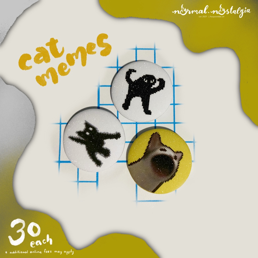 [CATS] CAT MEMES SERIES MINI 32MM/1.25 INCH GLITTER BUTTON PINS by ...