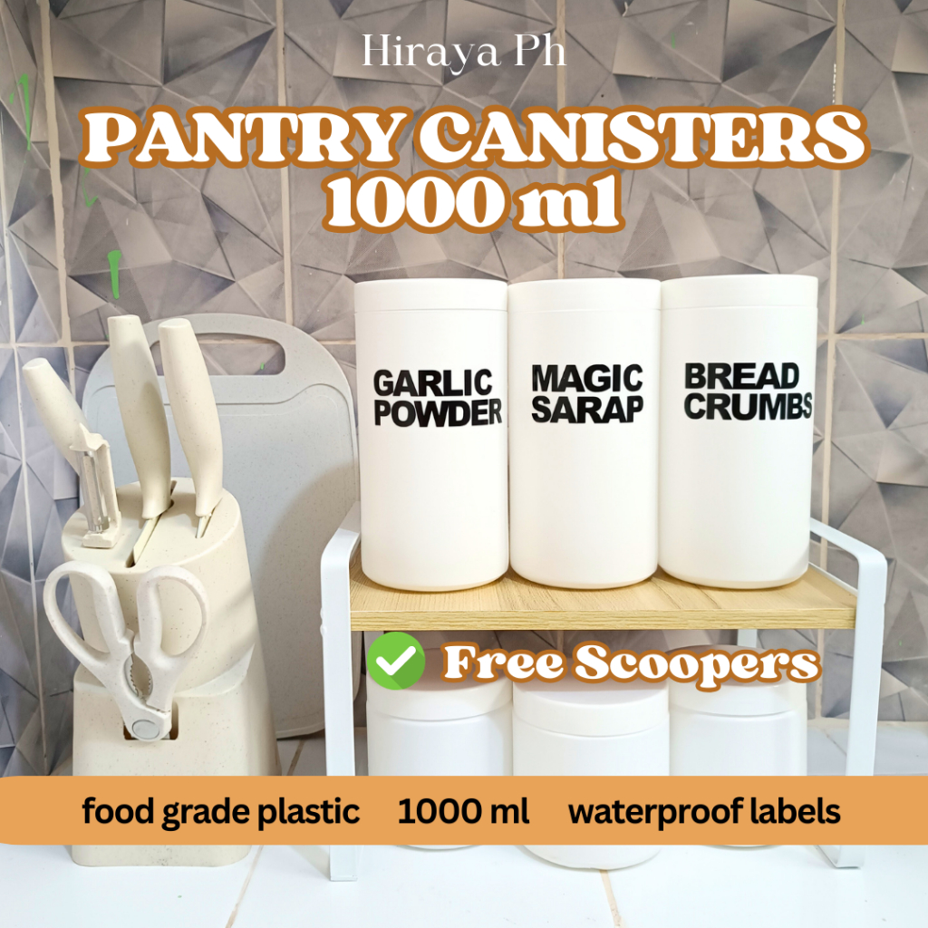 Hiraya Ph Pantry Canister 1000 ml Plastic Jar Garapon Kitchen Organizer ...