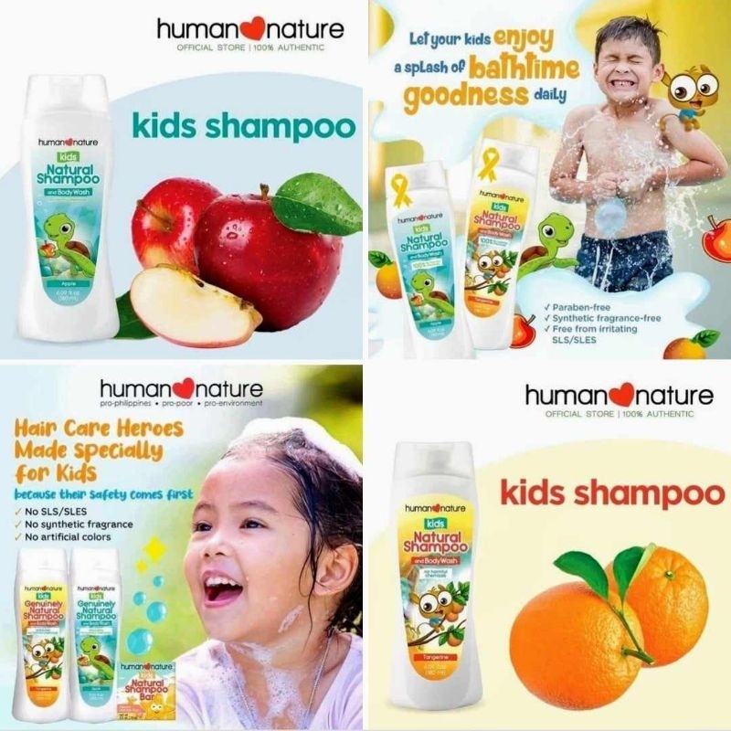 H♥️N Human Nature Kids Shampoo & Body Wash (Apple) (98.87% Natural ...