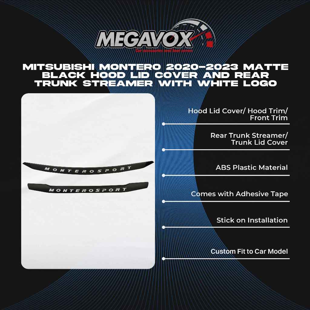 Mitsubishi Montero 2020-2023 Matte Black Hood Lid Cover and Rear Trunk ...