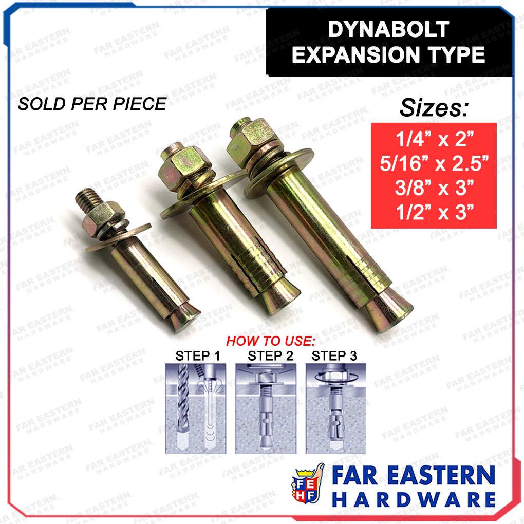 Dynabolt Expansion Type 1/4" | 5/16" | 3/8" | 1/2" Dyna Bolt | Shopee ...