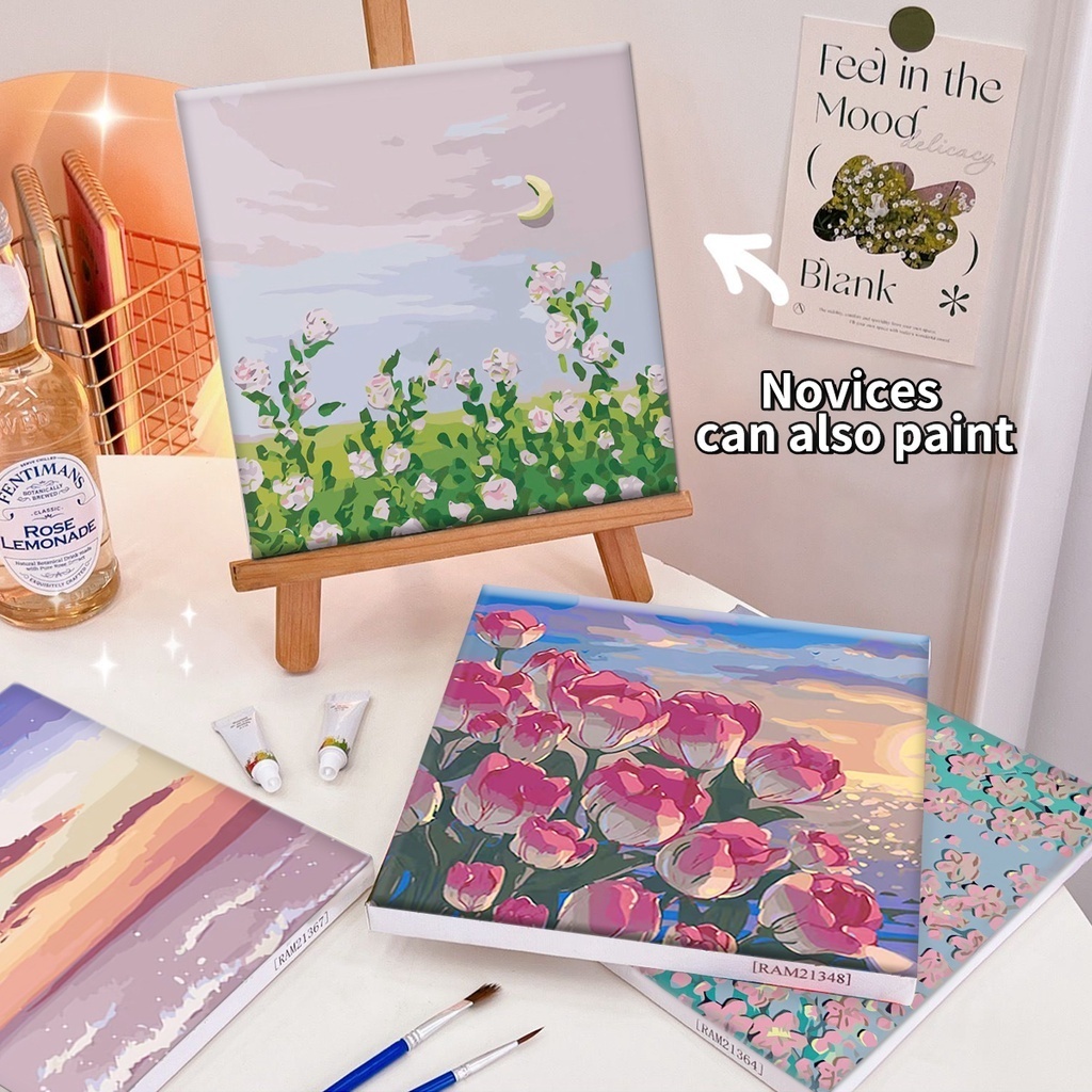 Digital Oil Paint By Numbers 20x 20cm Canvas Frame Number Painting ...