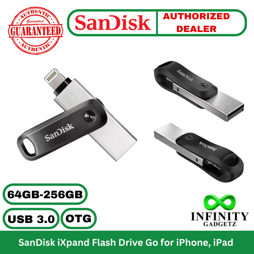 SanDisk iXpand Flash Drive Go for iPhone, iPad and Computers | Shopee ...