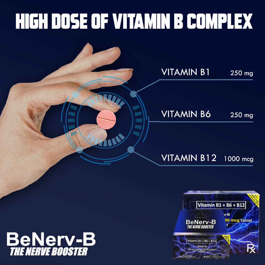 BeNerv-B Vitamin B1 + B6 + B12 3 flaps, 30's Tablets for Nerve ...