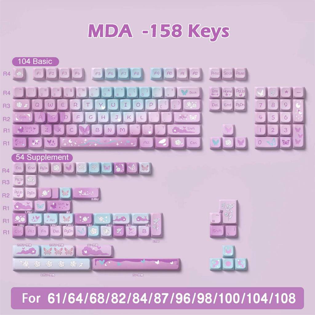 Dream Butterfly 138 Keys PBT Dye Sublimation MDA Profile Keycaps Set ...