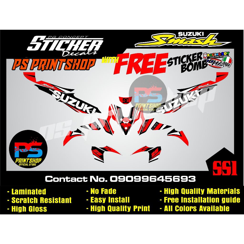 Smash suzuki 115 full set Body sticker decals Batch 1 | Shopee Philippines