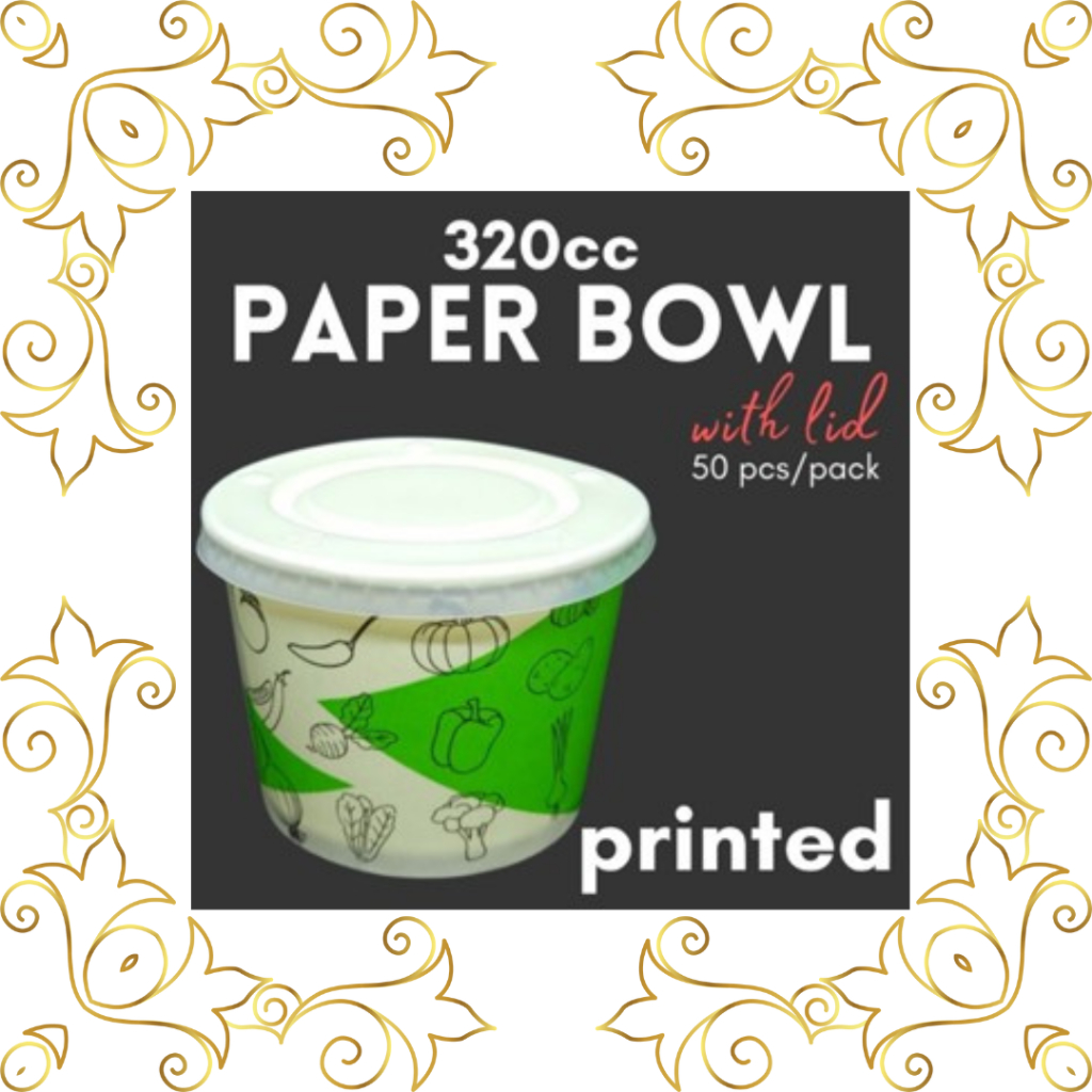50pcs Paper Bowl 320cc for Ramen Soup Ice Cream Cup RiceBowl Fried ...
