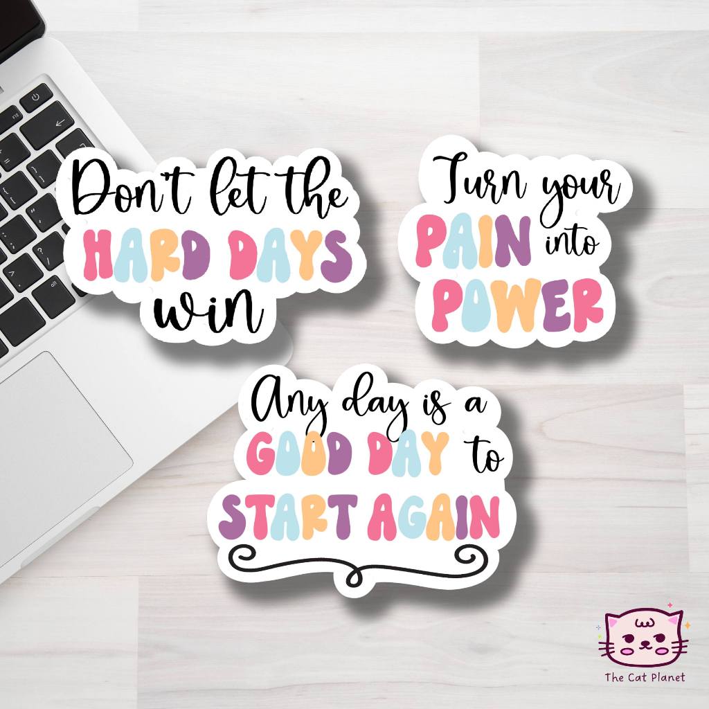 Motivational Statement Stickers by The Cat Planet - Cute Laptop Sticker ...