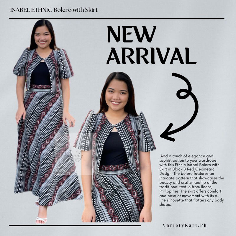 Ethnic Inabel Bolero with Skirt - Geometric Design | Shopee Philippines