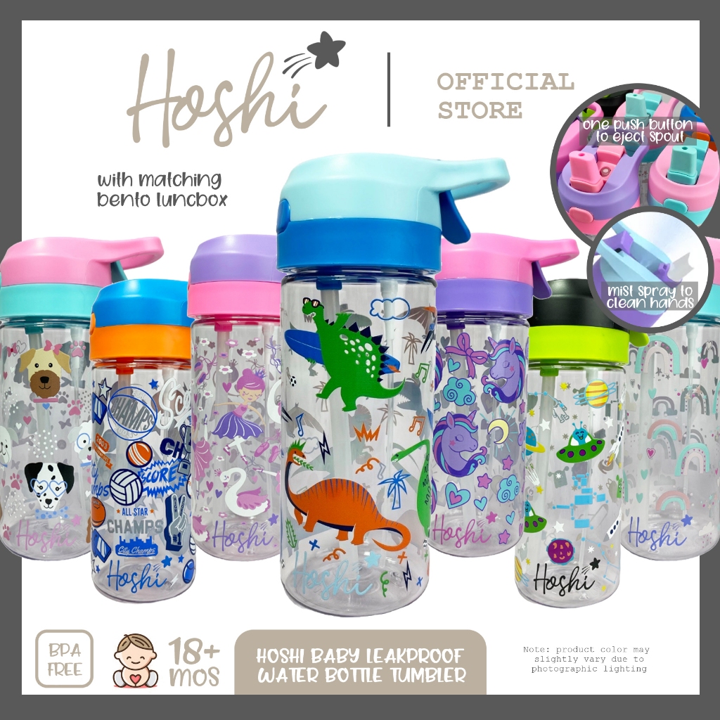 Hoshi Baby Leakproof Water Bottle Tumbler with Straw & Mister, Tritan BPA Free Toddler, Kids ...