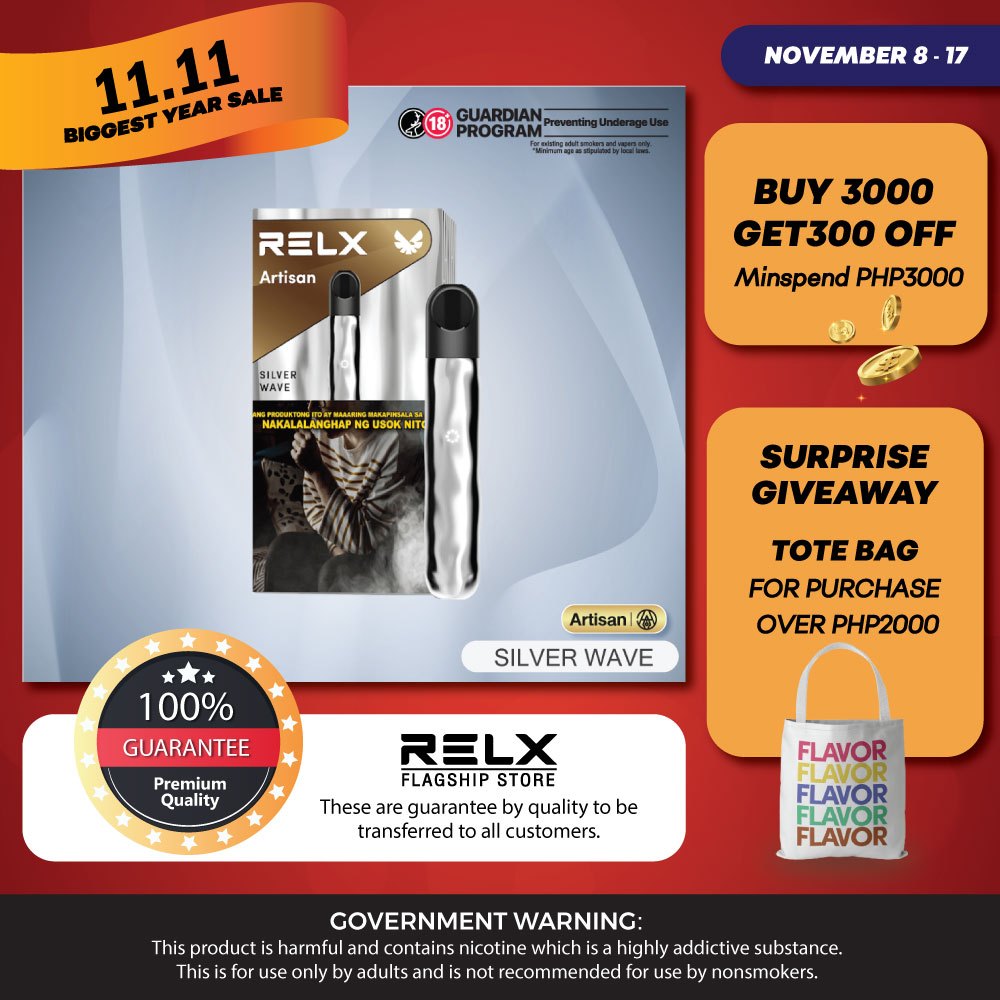 RELX Artisan Metallic Single Device Silver Wave Vape | Shopee Philippines