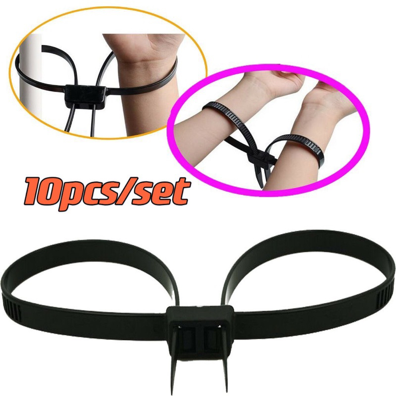 10pcs 12*700mm Plastic Police Handcuffs Nylon Cable Ties Flex Double ...